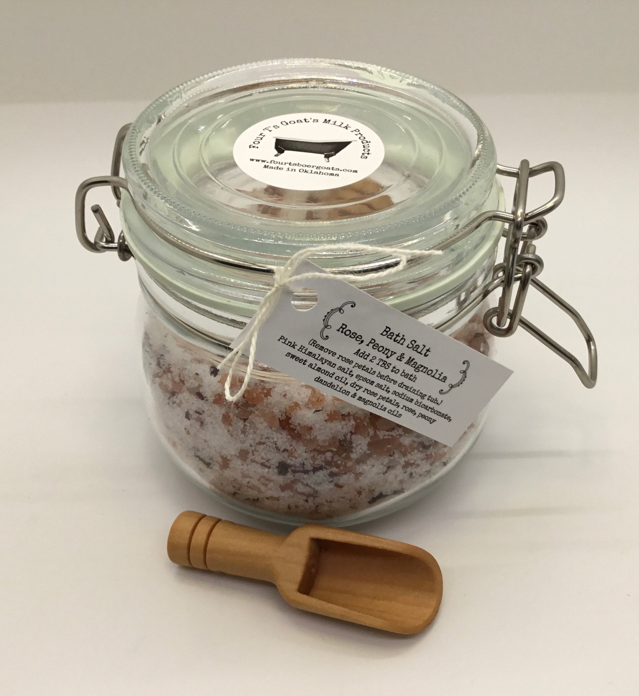 Rose Peony & Magnolia Bath Salt Jar | Four T’s Goat’s Milk Products
